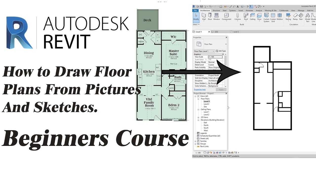 Revit Tutorial | How to Draw Floor Plans From Pictures | Part 1. - YouTube