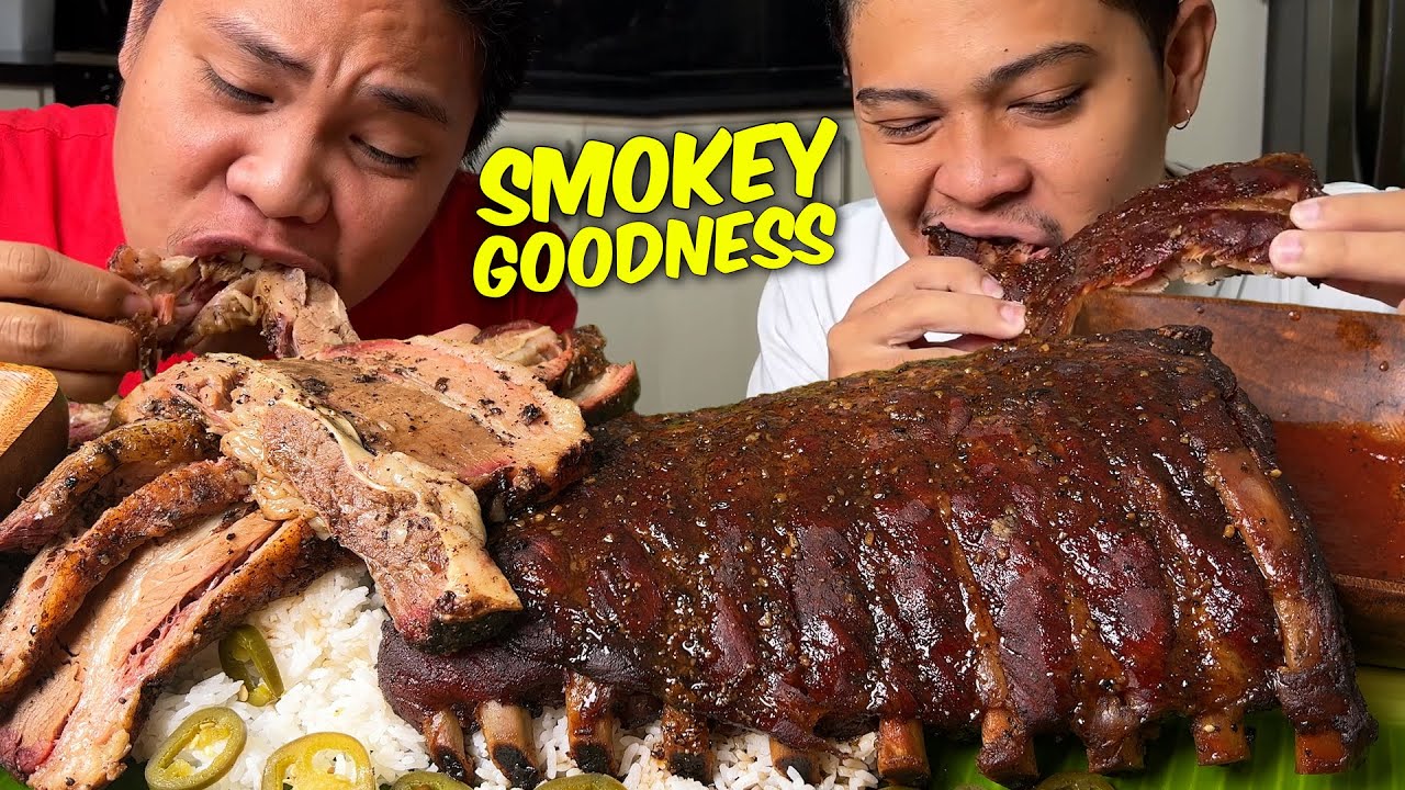 Super Tender Beef Belly and Pork Ribs Mukbang | Low and Slow Smoked ...