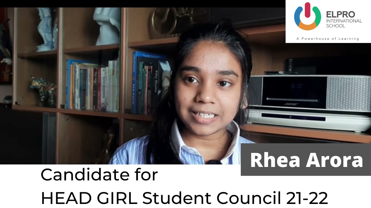Rhea Arora- Candidate for HEAD GIRL Student Council 21-22 - YouTube