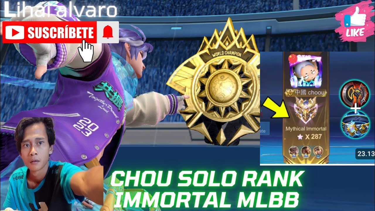 CHOU SOLO RANK IMMORTAL MLBB!!#Lihai alvaro#chousolorank#immortal - YouTube