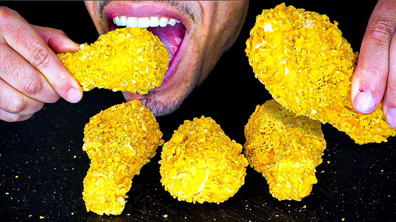 EATING CRISPY FRIED CHICKEN ICE CREAM *PRANK* MUKBANG CRUNCHY SOUNDS JERRY ASMR NO TALKING - YouTube