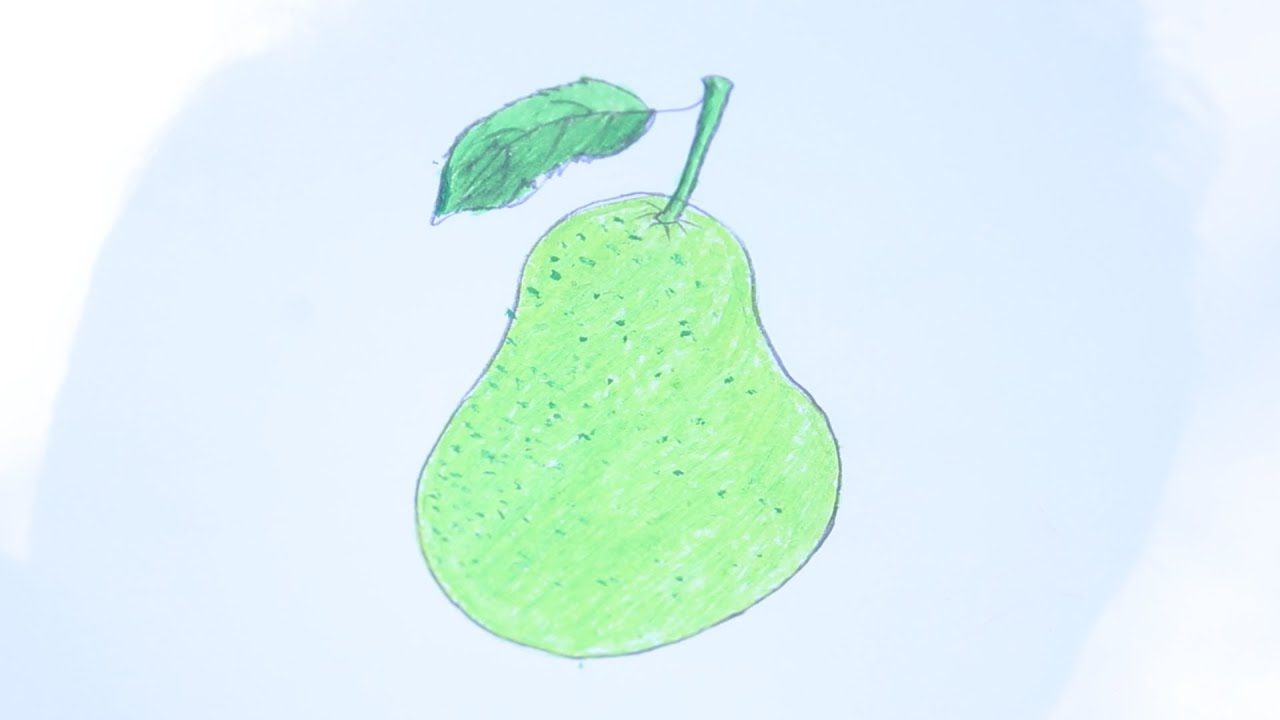 How To Draw A Pear Fruit | Very Easy PEAR FRUIT Drawing Process - YouTube