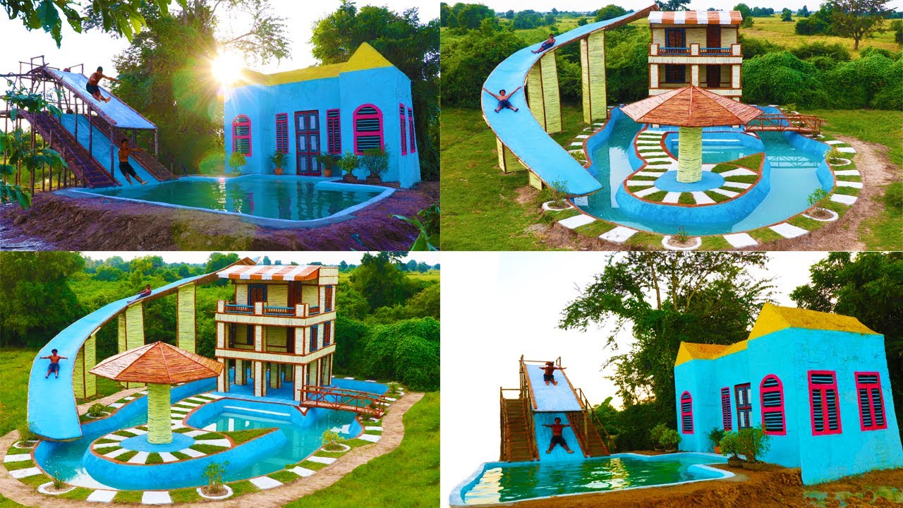 Top 2 How to Build a Mud Resort House and Design a Swimming Pool - YouTube