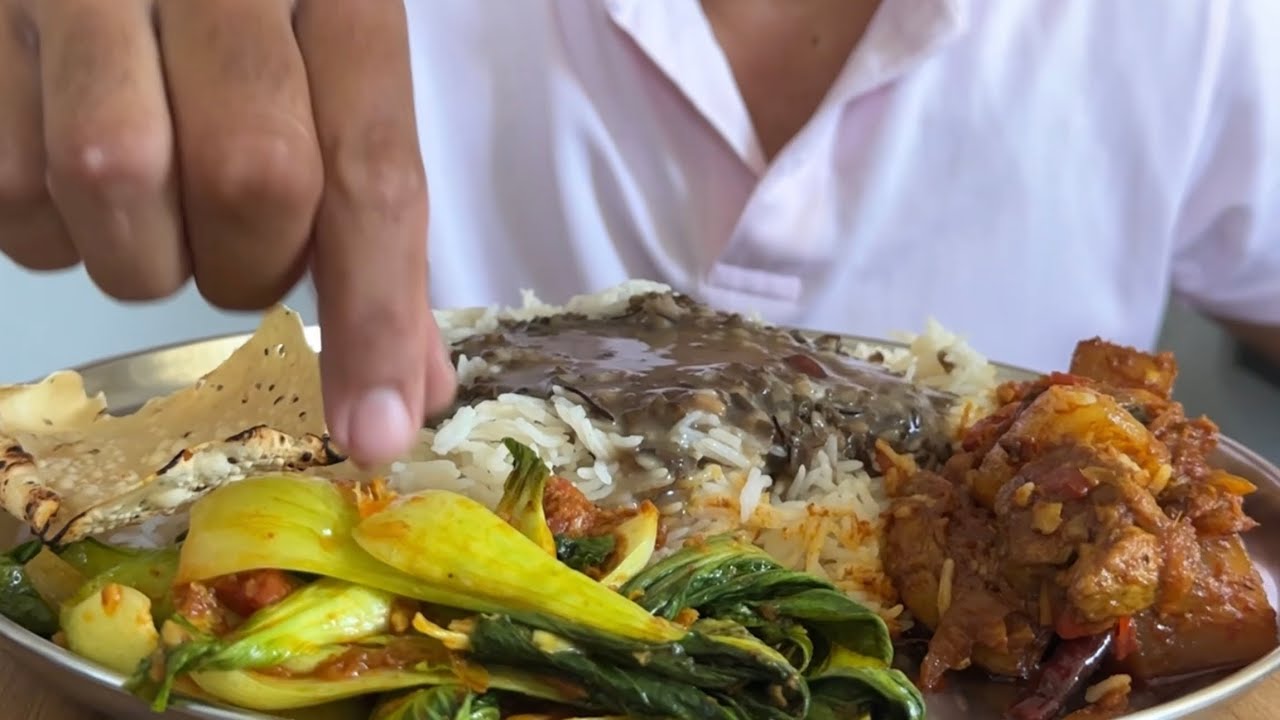 Nepali village style Dal Bhat Sungur ko masu | Spicy pork with rice ...