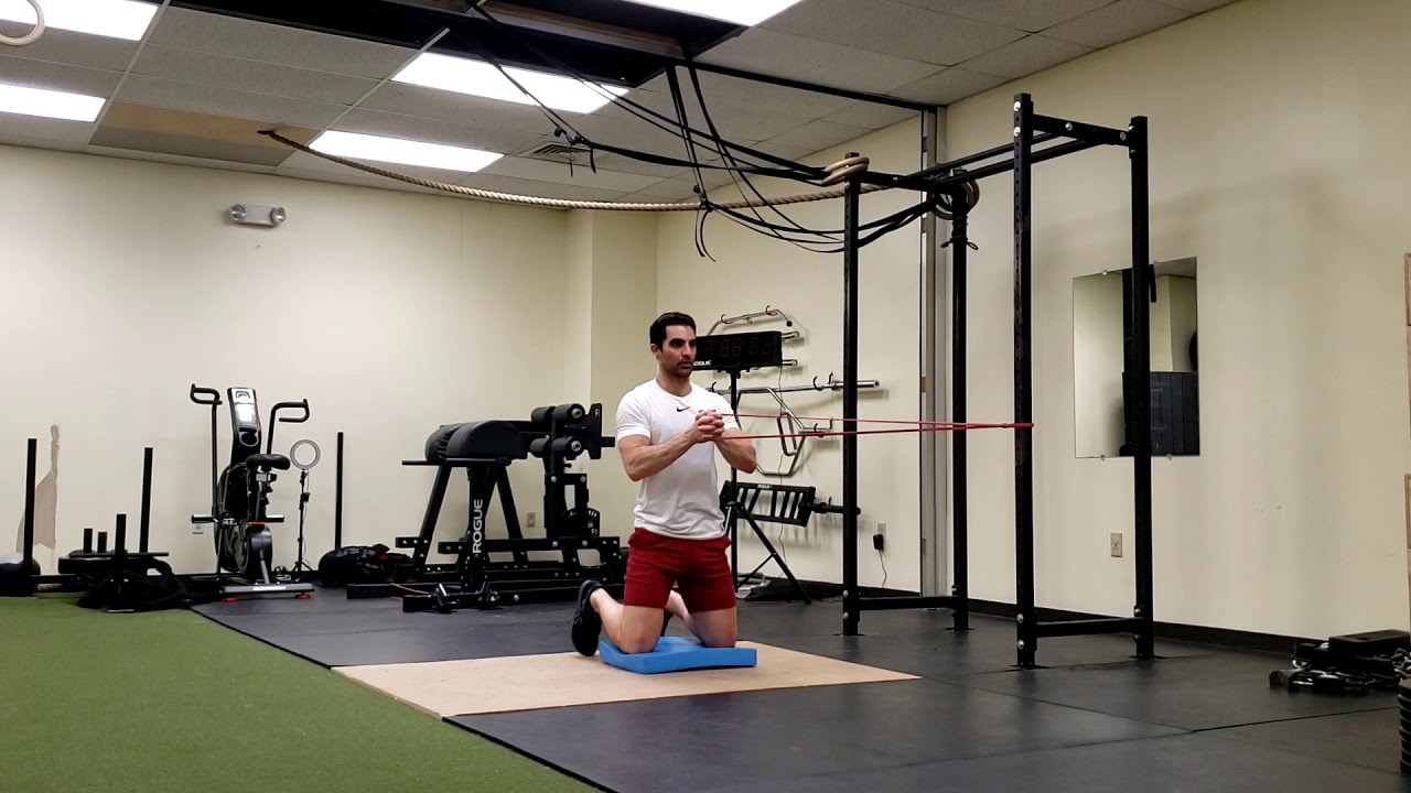 Tall kneeling anti-rotation press with band - YouTube