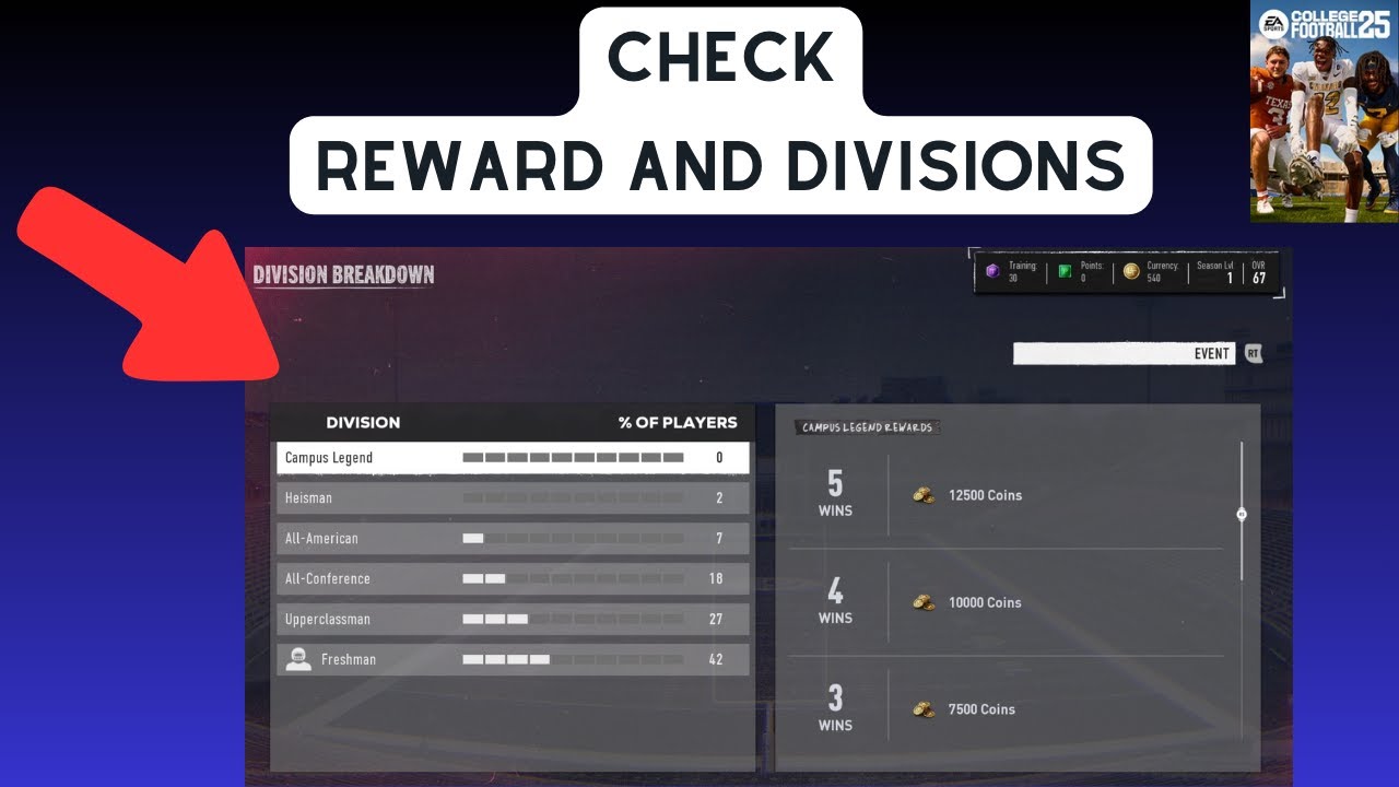 How to Check Reward and Divisions in College Football 25 - YouTube