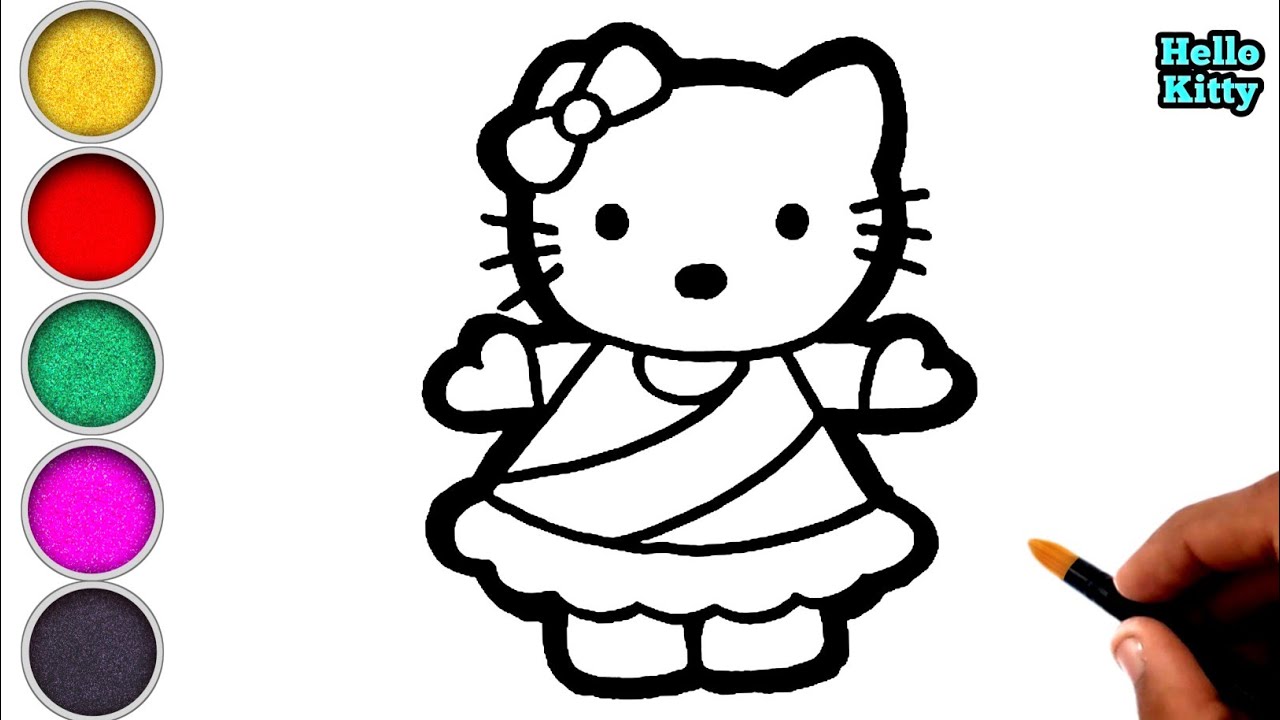 Learn Hello Kitty Drawing and Coloring for Kids Toddlers | How to Draw ...