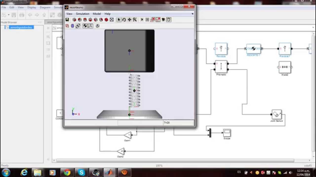 Masa-resorte y masa-resorte-amoritguador en Simulink - YouTube
