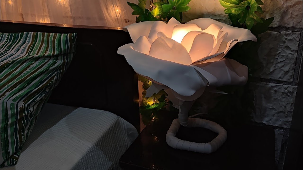 DIY rose night lamp 2020 || bedside table lamp diy||diy rose light||diy ...