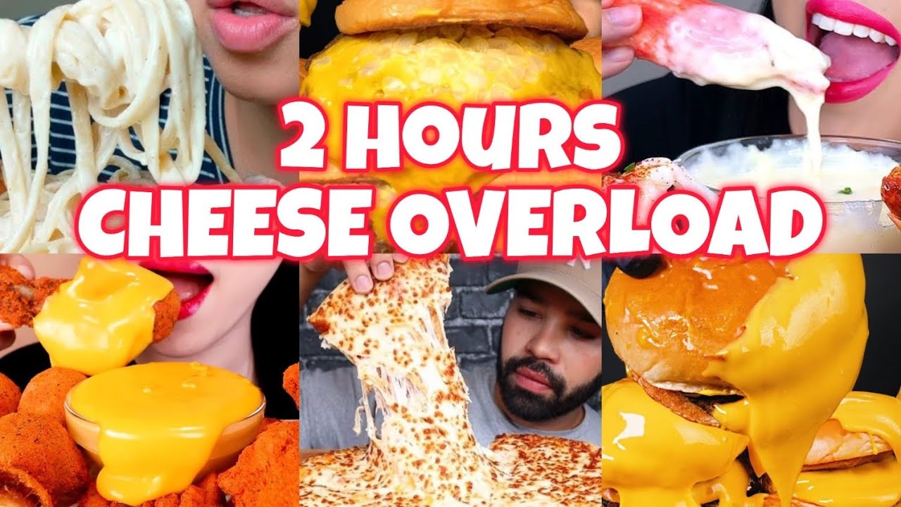 Too Much Cheese? 🤤🧀 ASMR Big bites of Cheese BURGER to Alfredo SEAFOOD ...