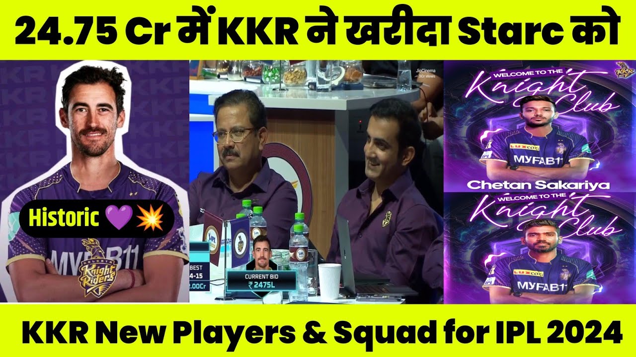 🚨 Historic Bid for Mitchell Starc by KKR| Mitchell Starc 💜 | KKR New ...