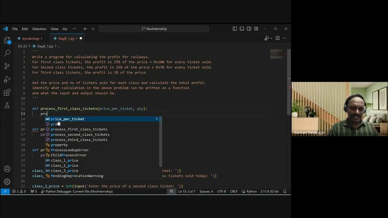 Python - Logical thinking using profit calculation program (in Tamil) - YouTube