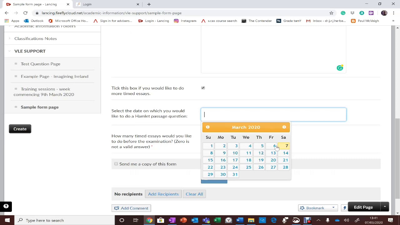 Creating forms on a VLE page - YouTube