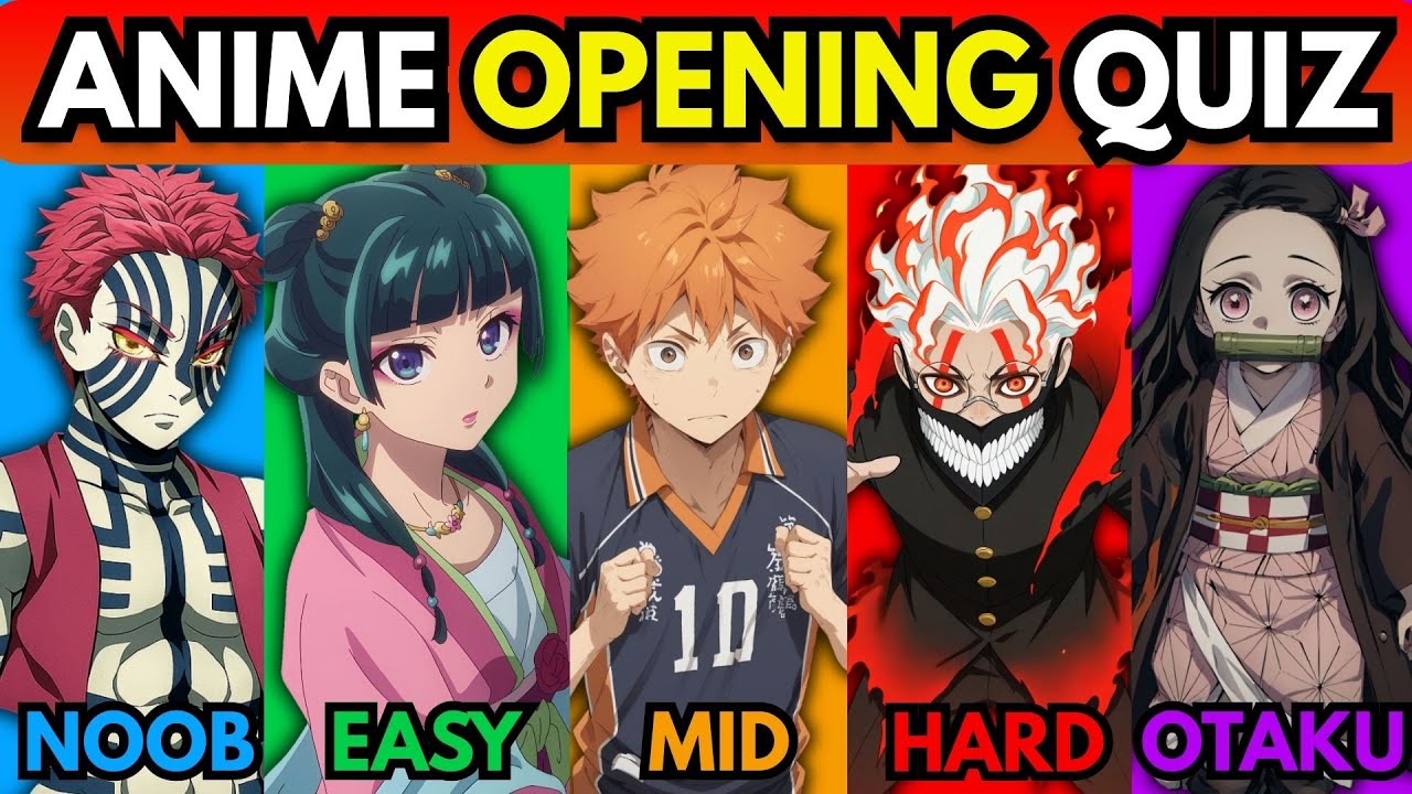 ANIME OPENING QUIZ🔥 - 100 Openings [VERY EASY - VERY HARD] - YouTube