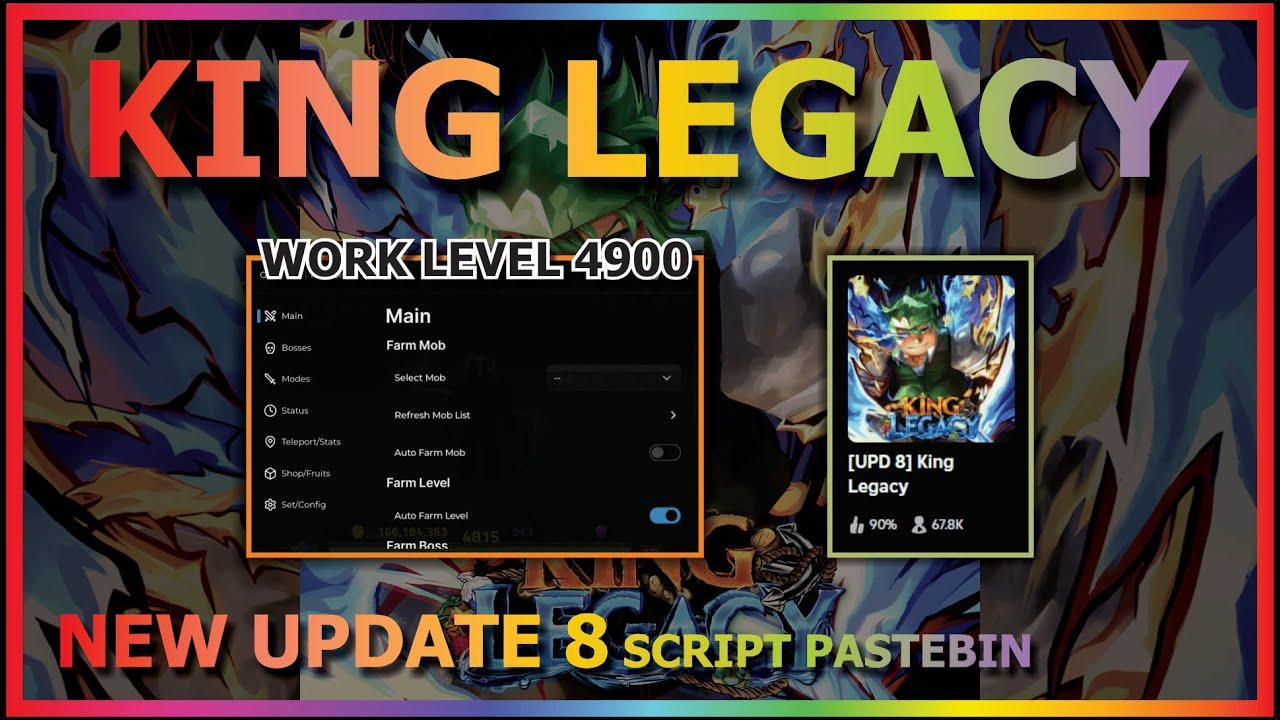 KING LEGACY Script Pastebin AUTO FARM WORK LEVEL 4900 [UPDATE 8] - YouTube
