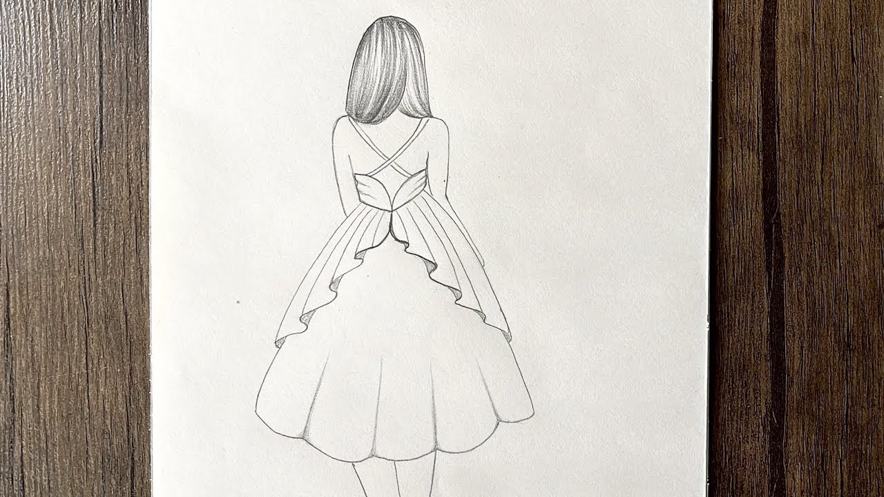 how to draw a back side girl || easy pencil drawing for beginners step ...
