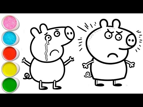 Angry Peppa Pig Drawing easy for kids and toddlers, Coloring and ...