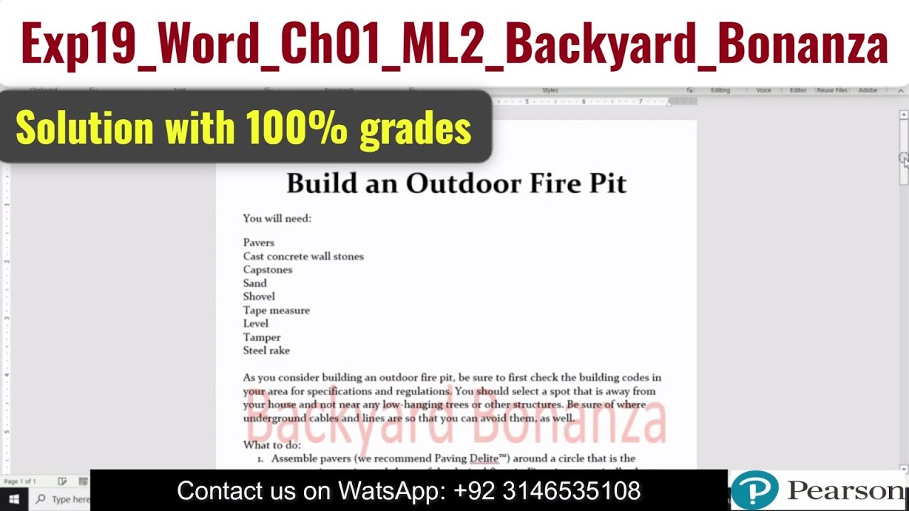 Exp19_Word_Ch01_ML2_Backyard_Bonanza | Exp19 Word Ch01 ML2 Backyard ...