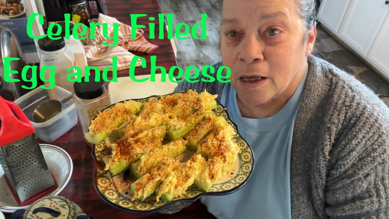Celery Filled Hard Boiled Egg and Cheese - YouTube