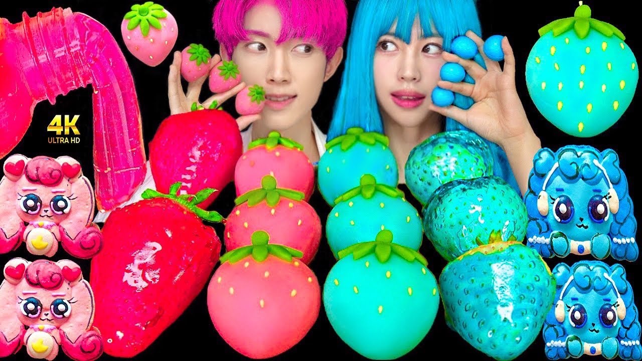 Asmr Ice Cream Pink Blue Party 다양한 블루 핑크 아이스크림 젤리 먹방 Desserts Jelly