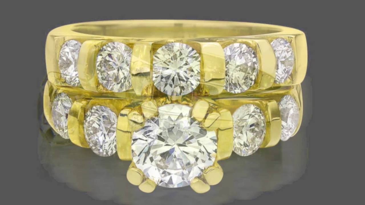Tension Set Diamond Engagement Ring And Matching Wedding Band - YouTube
