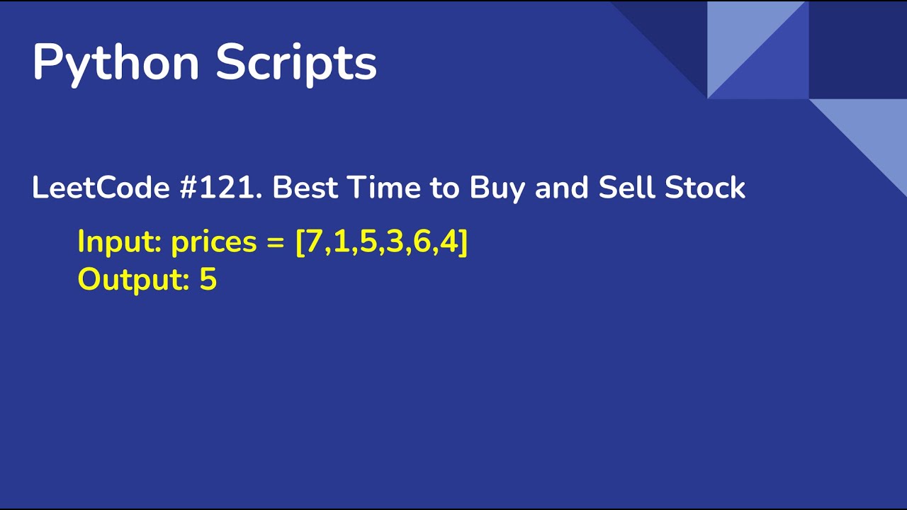 Leetcode121 Best Time To Buy And Sell Stock Youtube