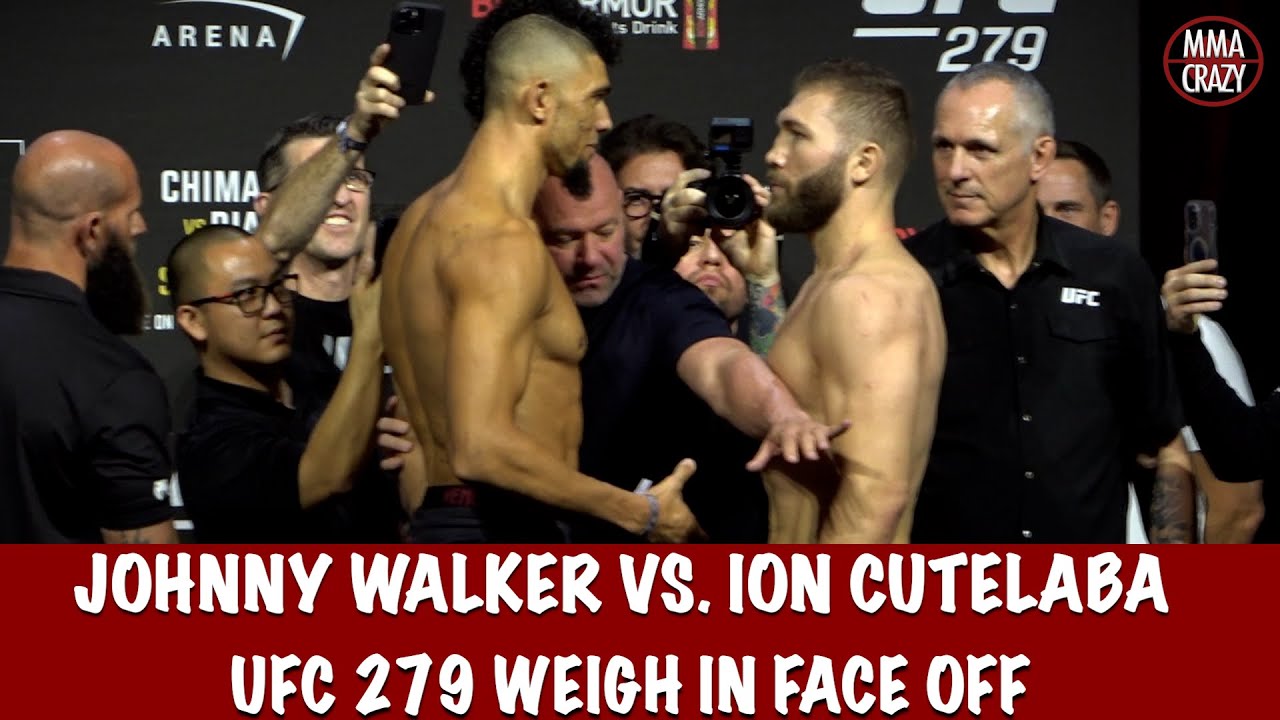 UFC 279: Johnny Walker vs. Ion Cutelaba weigh in face off - YouTube