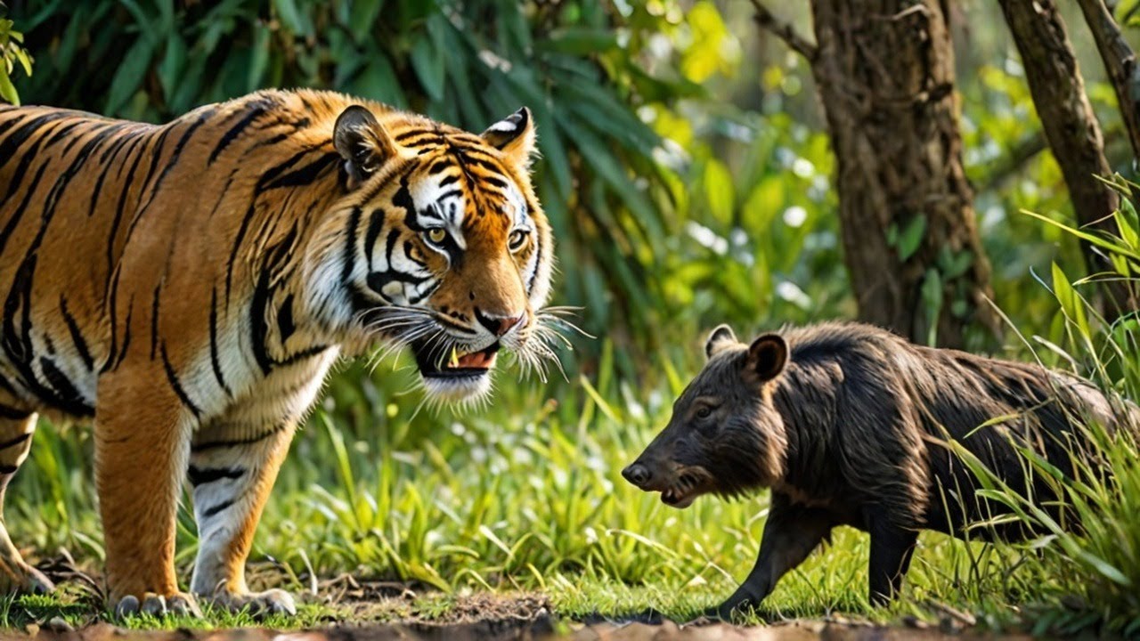 Tiger kill wild boar #wildlife #animals #tiger #wildmood - YouTube