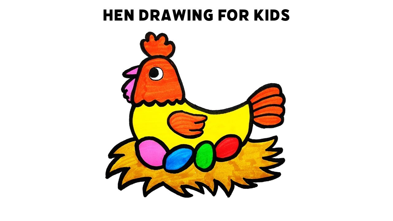 How to draw hen – hen drawing - chicken drawing - YouTube