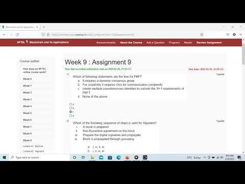 Blockchain and its Applications NPTEL SWAYAM Course Week 9 Assignment Answers - YouTube