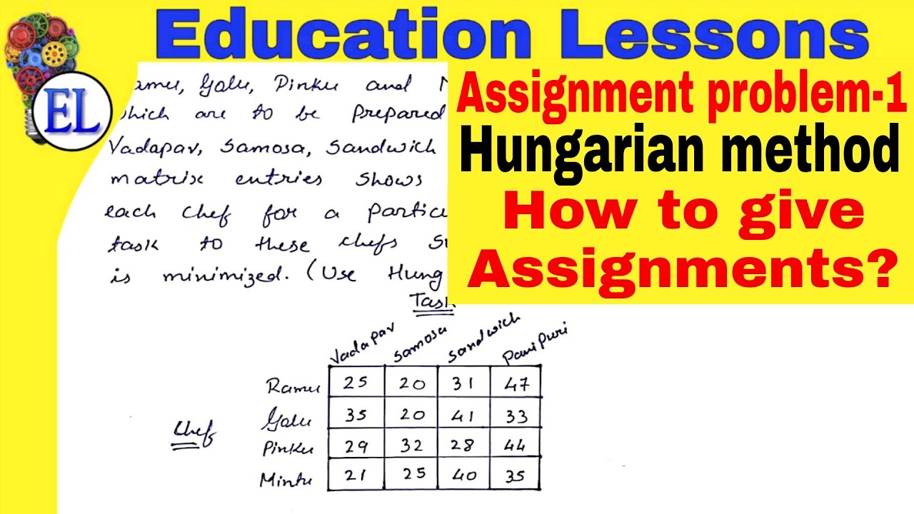 Assignment Problem 1 Hungarian Method Operation Research Youtube