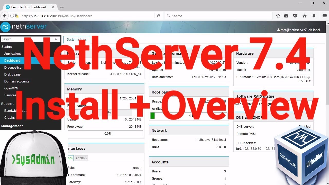 Nethserver 74 Installation Configuration Overview On Oracle 2389