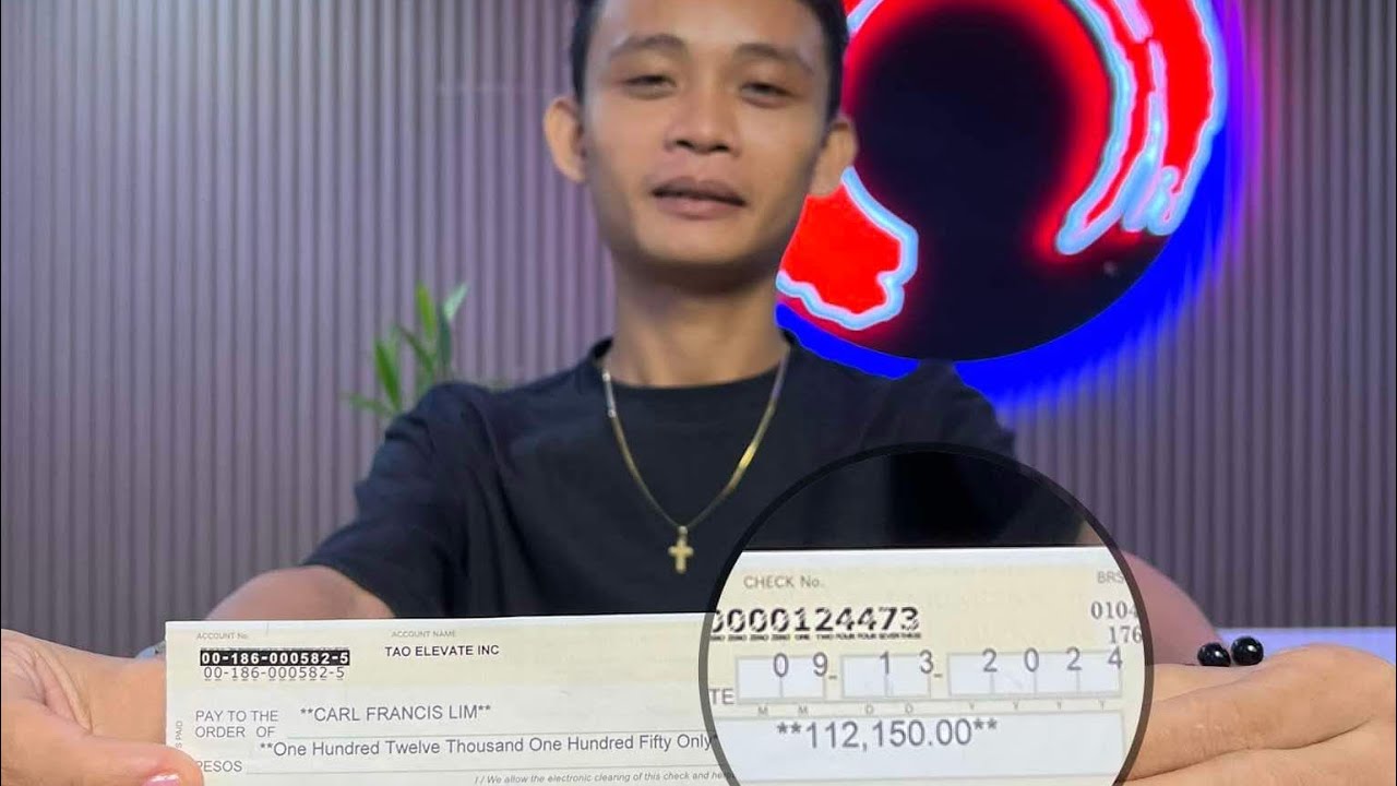 Carl Francis Lim 112,150.00 worth of Cheque sa Tao Elevate - YouTube
