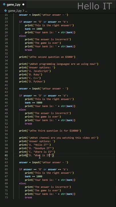 How to make a game "Who Wants to Be a Millionaire?" in Python #python #shorts #games - YouTube