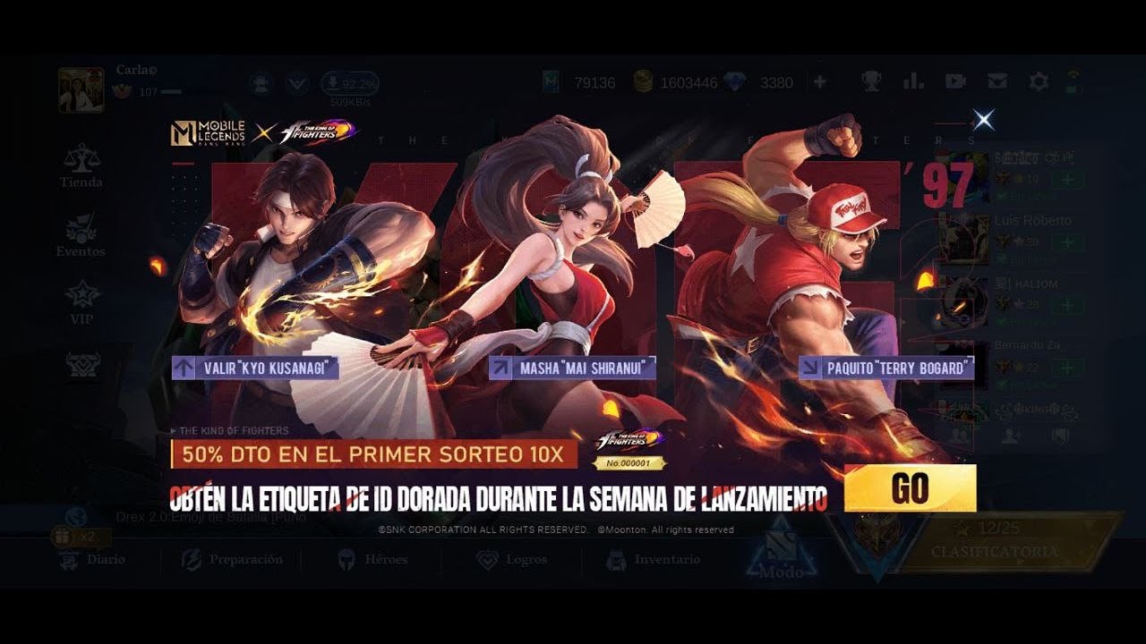 SKINS KOF EVENTO POR TIEMPO LIMITADO | MASHA, VALIR, PAQUITO | MOBILE ...