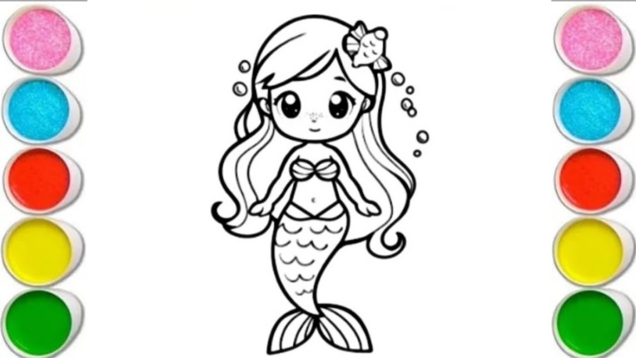 Colorful Mermaid Drawing for kids, Painting & Coloring For kids ...
