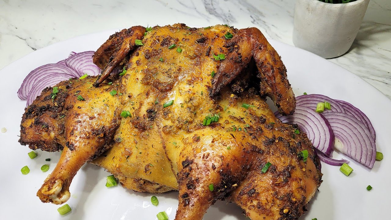 CRISPY AND JUICY ROASTED BUTTERFLIED CHICKEN // HOW TO MAKE OVEN ...