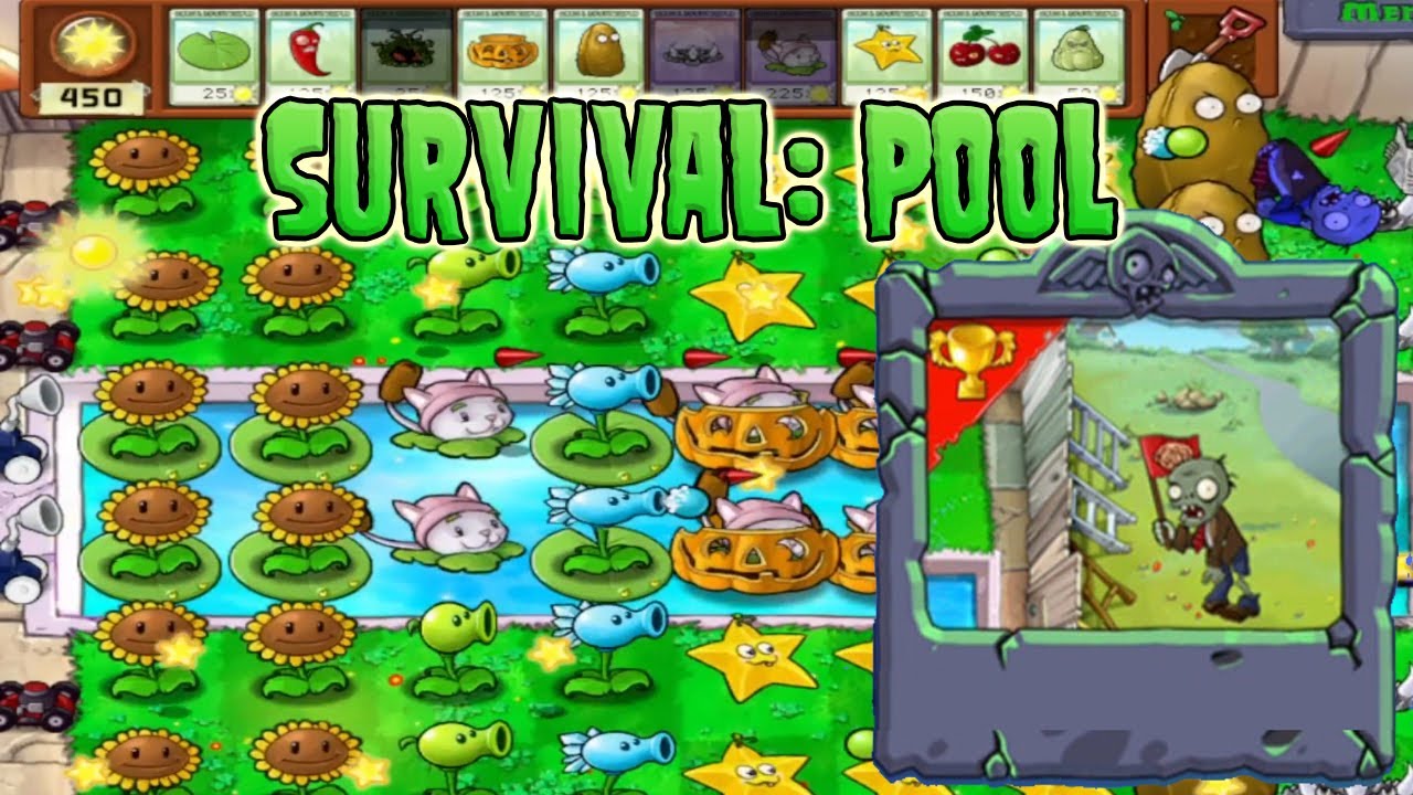 Plants Vs Zombies | Survival: Pool - YouTube