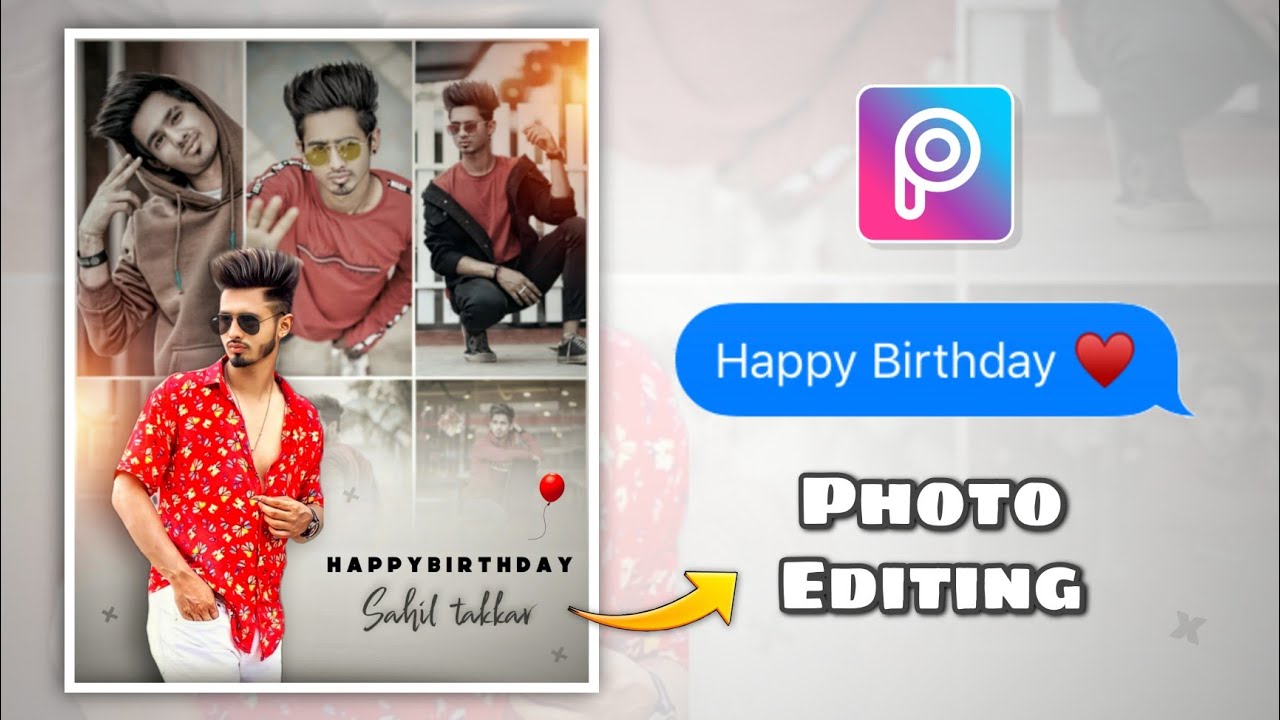 Birthday Collage Photo editing Picsart || How to edit birthday Photos ...