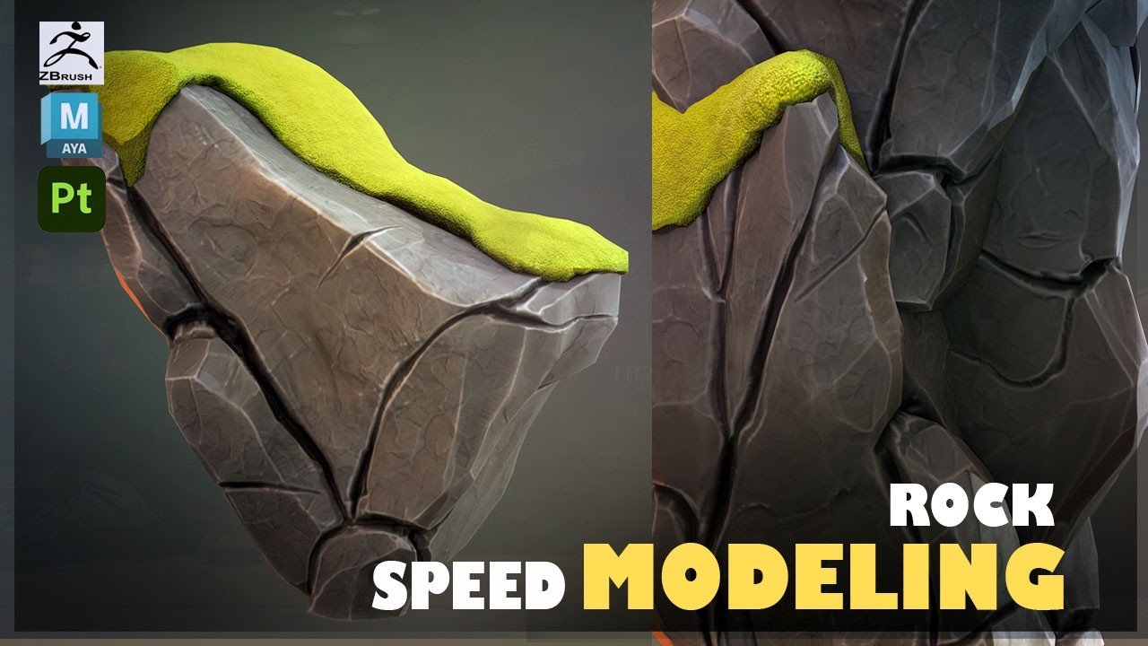 Making a Stylized Moss Covered Rock with Zbrush, Maya 2025, and ...