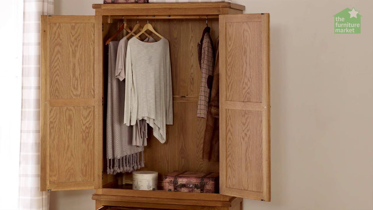 Rustic Oak 2 Door Wardrobe with Drawer - YouTube