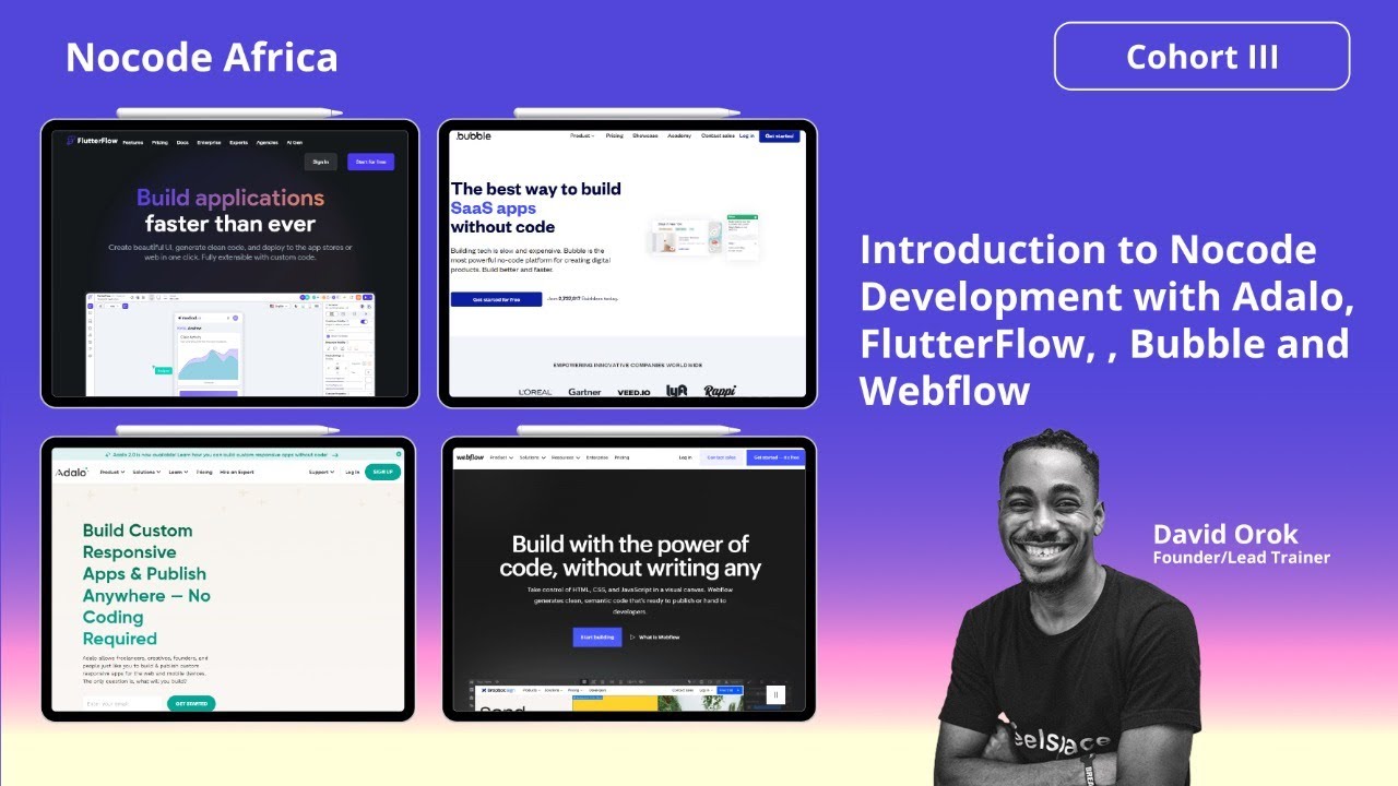 Introduction To Nocode Development With Flutterflow Adalo Bubble And Webflow Youtube