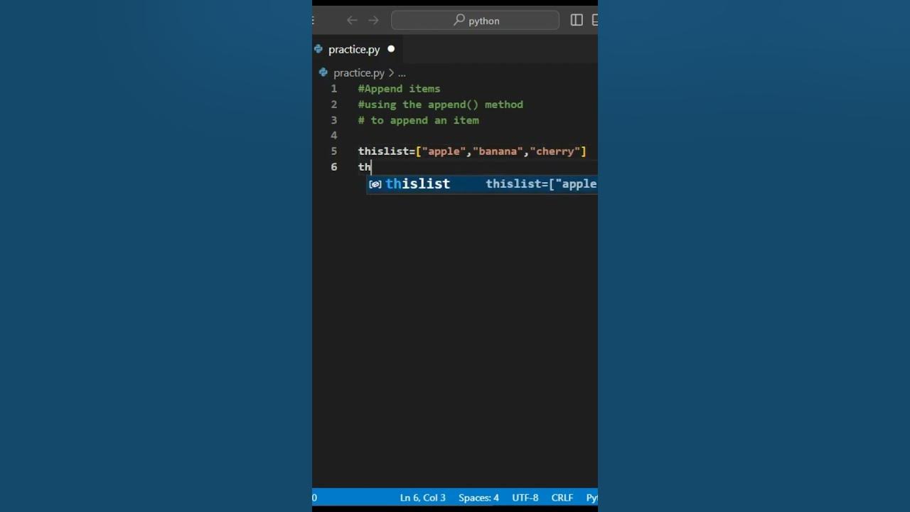 Append Items 😯🙂 Python Pythonprogramming Coding Code Code Pythoncoding Youtube