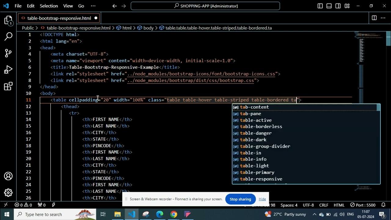 table responsive using bootstrap classes - YouTube