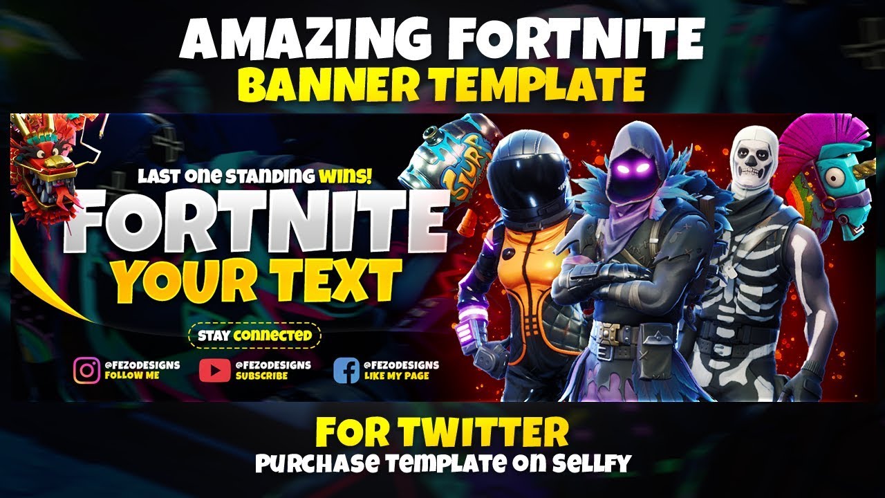 Amazing FORTNITE Banner Template | For Twitter | FezoDesigns - YouTube