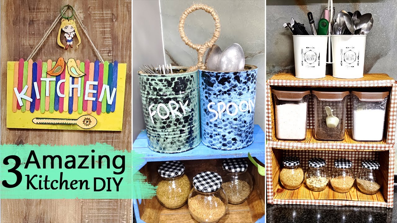 3 Amazing Kitchen DIY | Recycle Waste Tin Container & Cardboard - YouTube