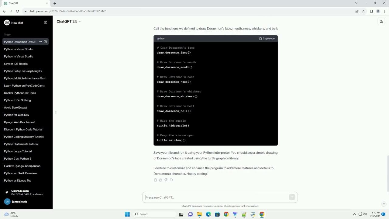 doraemon program in python - YouTube