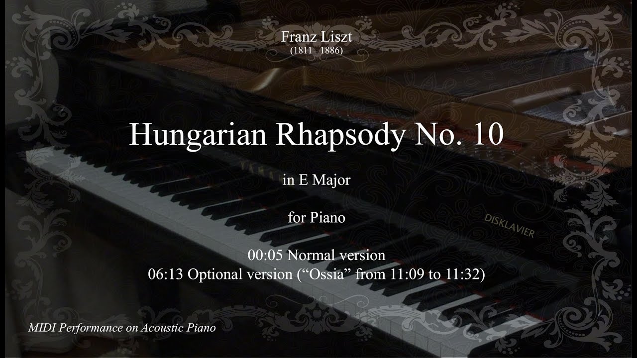 Franz Liszt: Hungarian Rhapsody No. 10, in E Major, for Piano (normal ...