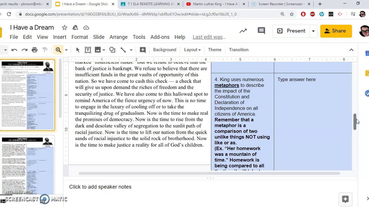 I Have a Dream Speech--GOOGLE SLIDE INSTRUCTIONS - YouTube