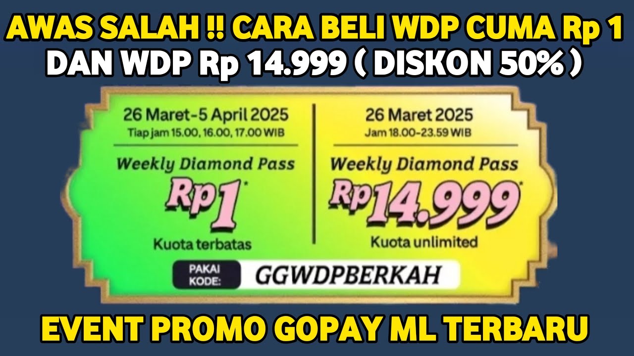 PENJELASAN!! KODE REDEEM CARA BELI WDP CUMA Rp 1 & WDP Rp 14.999 EVENT ...